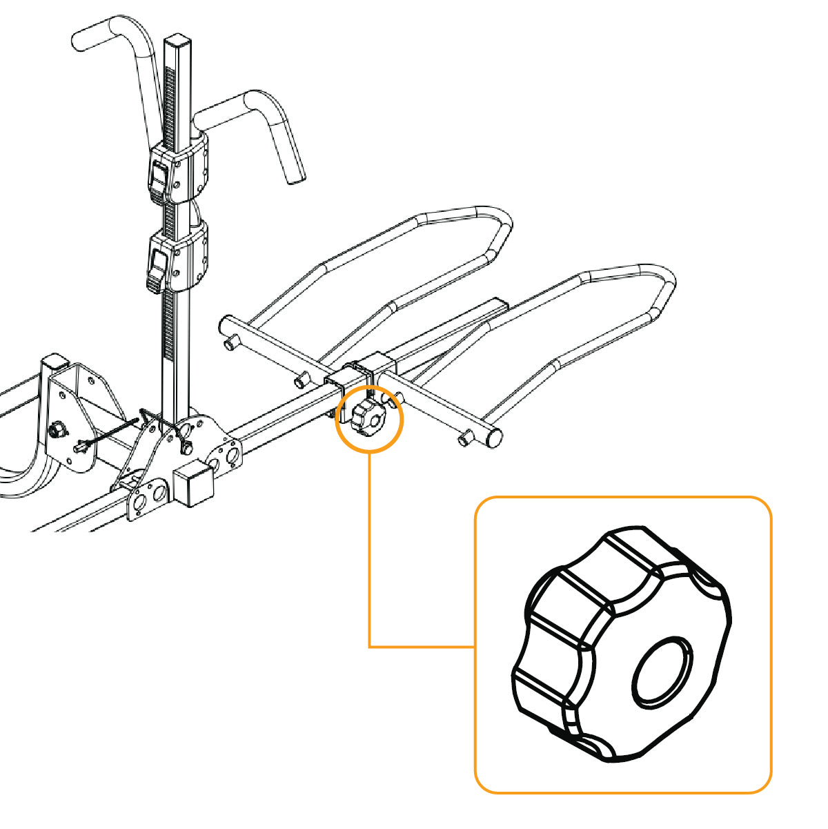 BV Bike Hitch Rack Carrier Tire Holder Knob | BV-HR-SF-WH-KB - Bikepakmart